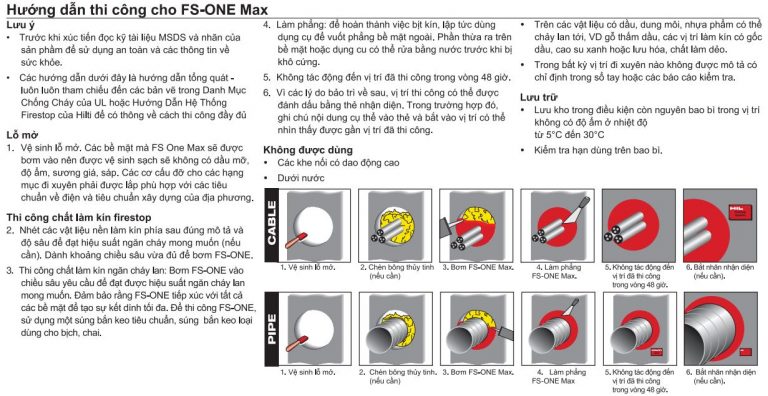 Keo Hilti Fs one max là chất làm kín ngăn cháy lan trương nở Hilti